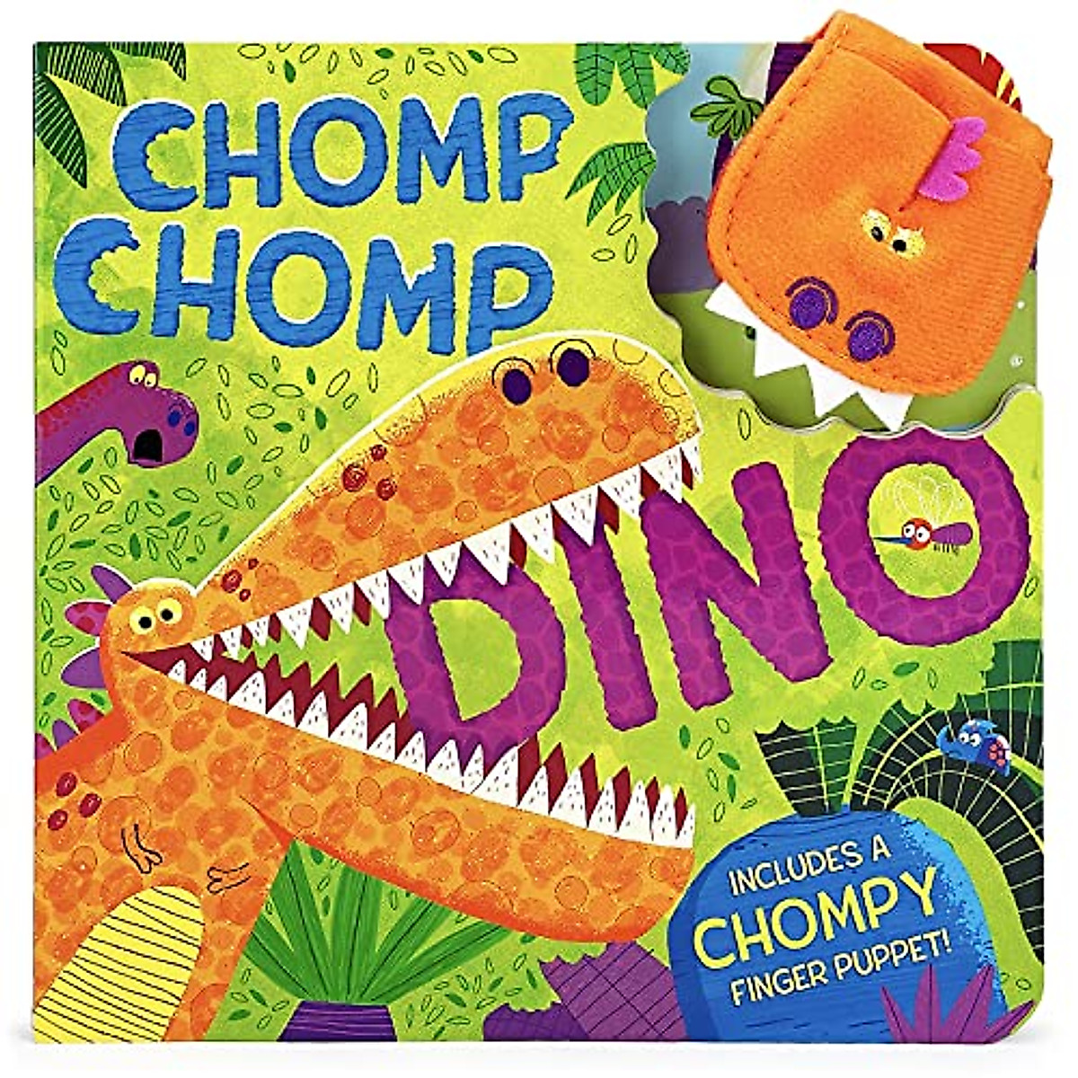 Chomp Chomp Dino Finger Puppet Board Book Ages 2-5; Includes Detachable Plush Finger Puppet For Playtime