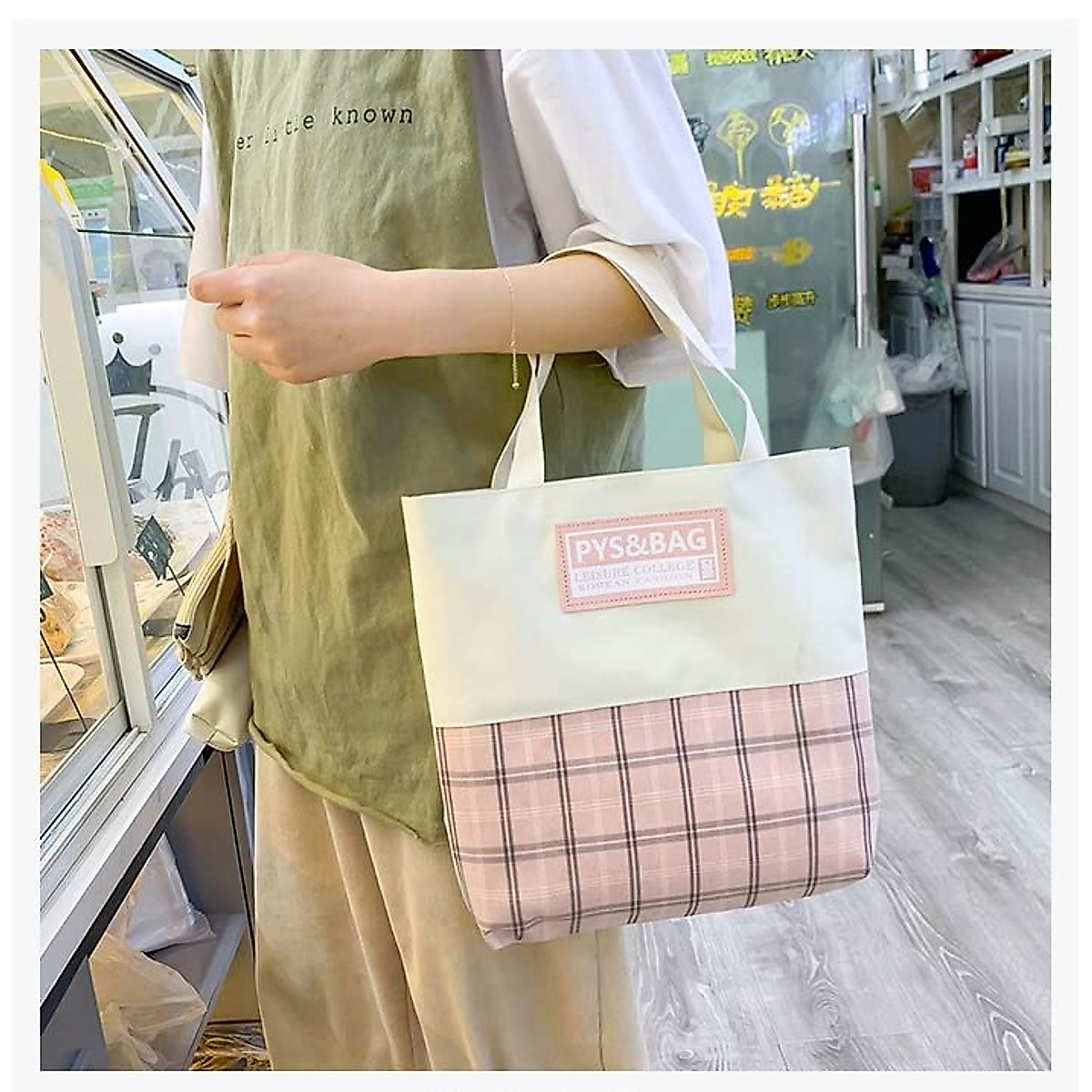 4pcs Aesthetic Backpack Set with Large Capacity, Back to School Canvas Kawaii Backpack Set for Young (Pink)