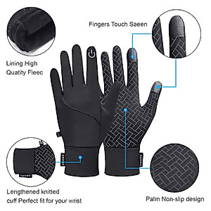 Winter Gloves for Men Women Thermal Touch Screen Water Resistant Windproof Anti Slip Heated Warm Glove for Cycling Running Biking Driving Hiking