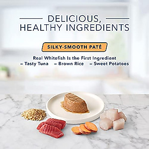 Blue Buffalo Tastefuls Spoonless Singles Natural Wet Cat Food Paté, 2.6-oz Twin-Pack Trays, White Fish & Tuna Entreé (24 Count)