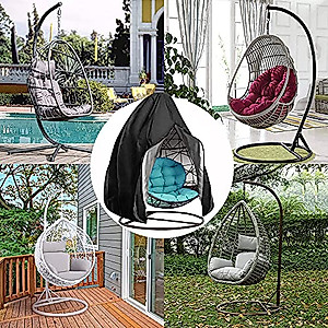 Patio Egg Chair Cover 420D Upgrade Outdoor Egg Chair Covers Double Hanging Swing Egg Chair Covers with Zippers Waterproof Outdoor Furniture Protector Garden Cocoon Chair Cover 91" x 80" Black