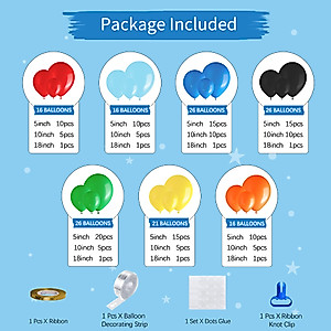 HYOWCHI A-mong Game Party Supplies Balloon Arch - 147 Pcs A-mong Theme Balloon Garland Arch Kit, Blue Green Red Yellow Orange Balloon Arch For Galaxy Alien Game Birthday Baby Shower Decorations