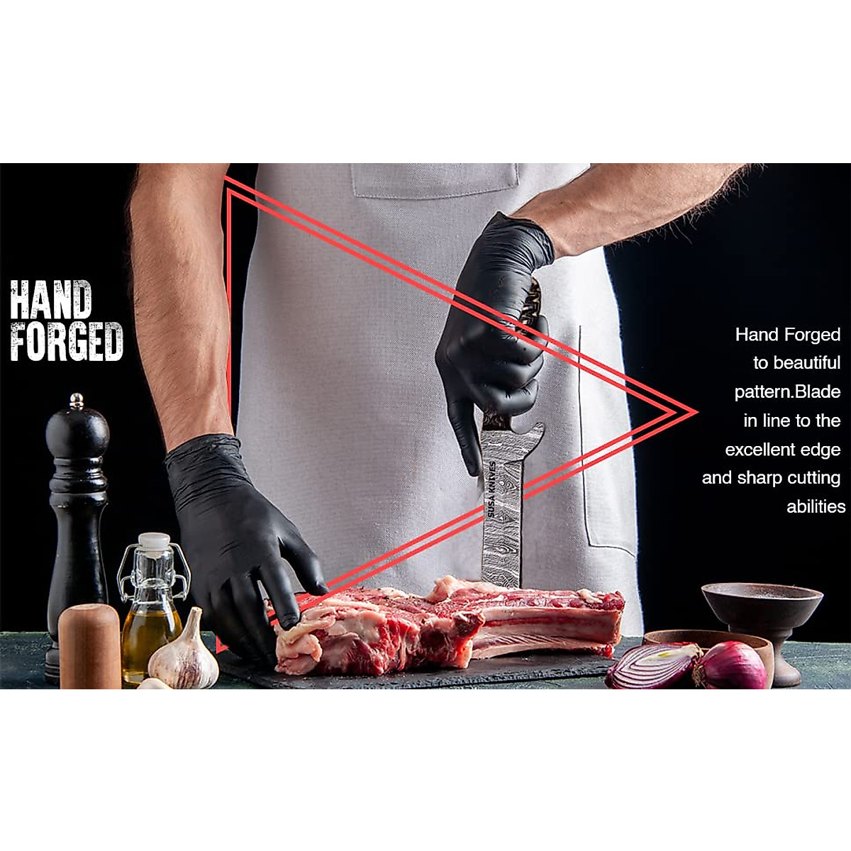 SUSA KNIVES Handmade Damascus Steel Bull Cutter Knife, Cowboy Fixed Blade knife, Wood Handle, EDC Knife PANCAKE Leather Sheath Gift For Men