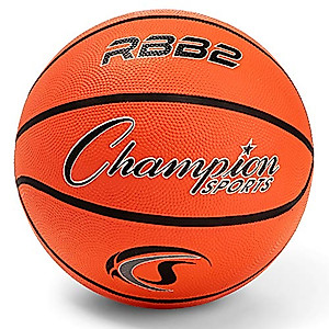 Lifetime 90022 32" Youth Portable Basketball Hoop, Red/Black & Champion Sports Rubber Junior Basketball, Heavy Duty - Pro-Style Basketballs, and Sizes (Size 5, Orange)