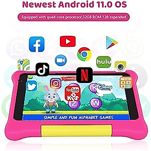 Cheerjoy Kids Tablet 7 inch,Android 12 Tablet for Kids,32GB ROM 128GB Expand, Android Learning Tablet with Proof Case for Toddlers
