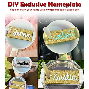 Generic Name Plates for Stanley Cup Lid 40oz Blank Acrylic DIY Personalized Name Plate Identification Clear Name Tag, Green
