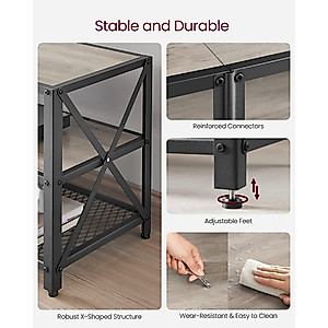 VASAGLE TV Stand, TV Console for TVs Up to 70 Inches, TV Table, 63 Inches Width, TV Cabinet with Storage Shelves, Steel Frame, for Living Room, Bedroom, Greige and Black ULTV095B02