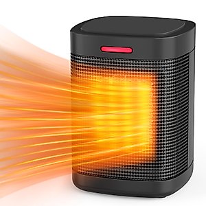 500W PTC Small Ceramic Electric Heater, Portable Electric Space Heater with One-Click, Fast Safety Heating, Overheating and Tip-Over Protection, Mini Space Heater for Indoor Use Office Bedroom