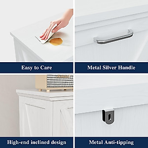 TOLEAD Tilt Out Trash Can Cabinet, 10 Gallon Kitchen Trash Cabinet Hidden Trash Can with Deodorizing & Negative Ion Pet Proof for Kitchen,Dining Room, Living Room,White