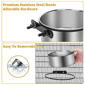 Vayugo Dog Crate Bowls, 2 Pack Stainless Steel Kennel Water Food Bowls with Clamp, Anti-Spill Hanging Pet Metal Bowls for Small Medium Large Dogs Use in Cage Kennel Crate