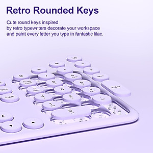 Wireless Keyboard and Mouse, XTREMTEC 2.4G Full Size Wireless Keyboard Mouse Combo - Ultra Slim Silent Cute Computer Keyboard with USB Receiver for Windows, OS, PC, Desktop, Mac, Tablet (Purple)