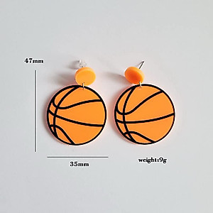 Acrylic Baseball Earrings Cool Punk Football Baseball Basketball Sports Drop Dangle Earrings Lightweight Rugby Soccer Statement Earring for Women Sport Lover Jewelry Gift-A 4pcs