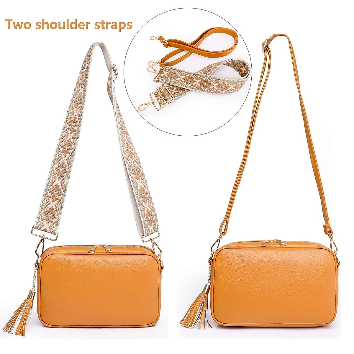 Baolab Slim Crossbody Bag with 2 Removable Shoulder Straps for Women Ladies Small Satchel Handbag Fashion Chic PU Leather (Pink)