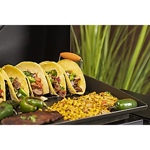 Blackstone 5173 Deluxe Holder Stand Pack of 2 Stainless Steel Racks with Heat Resistant Handles-One Tray Holds 6 Tacos-Dishwasher Safe, Orange/Silver