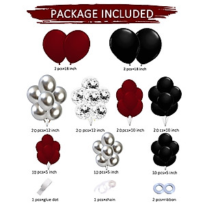 Graduation Party Decorations Maroon Black 2024/Burgundy Black Graduation Decorations Class of 2024/Burgundy Black Balloons/114Pcs Burgundy Silver Black Balloon Birthday Wedding/Maroon Black Birthday