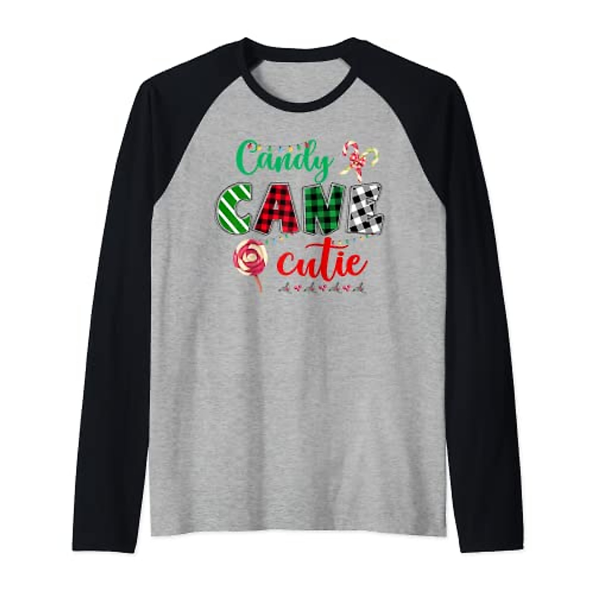 Candy Cane Cutie Christmas Stocking Stuffer Gift Kids Raglan Baseball Tee