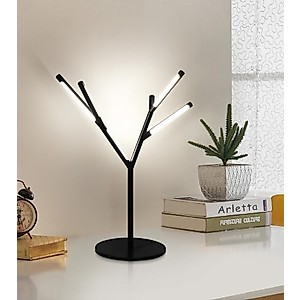 Q&S Bedside Table Lamp,Modern LED Black Table Lamp Mid Century Industrial Side Table Lamp for Living Room Bedroom Office Desk