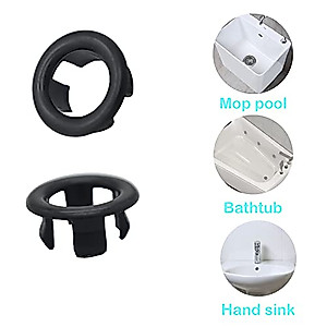 4 Pack Bathroom Basin Sink Round Hole Trim Overflow Cover Rings Hole Insert in Cap Hollow Ring Triangle for Hole Diameter Replacement Ceramic Pots for Home,Sink,Bathroom,Kitchen (Black)