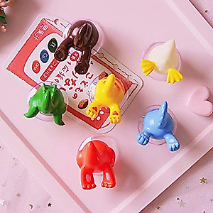 AKOAK 6 Pcs Cute Cartoon Animal Tail Hook, Suction Cup Hook, Perfect Kitchen, Bathroom, Home Accessories