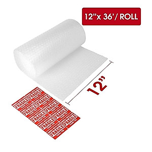 Bubble Cushioning Wrap 12 inch x 36 ft. - 72 Feet Total [2 Rolls of 36 Feet] Bubble Cushioning Wrap for Packing Moving Supplies Perforated Every 12" Amazing For Less (2-Rolls (72 Feet))
