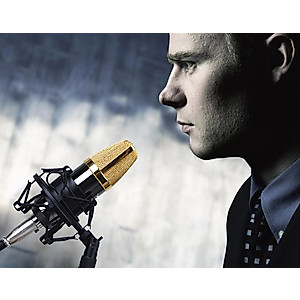 Koolertron Microphone Shock Mount,Mic Clip Holder,Universal 50MM Anti-Vibration Mic Holder for 48MM-54mm Diameter Studio Condenser Mic (Black)