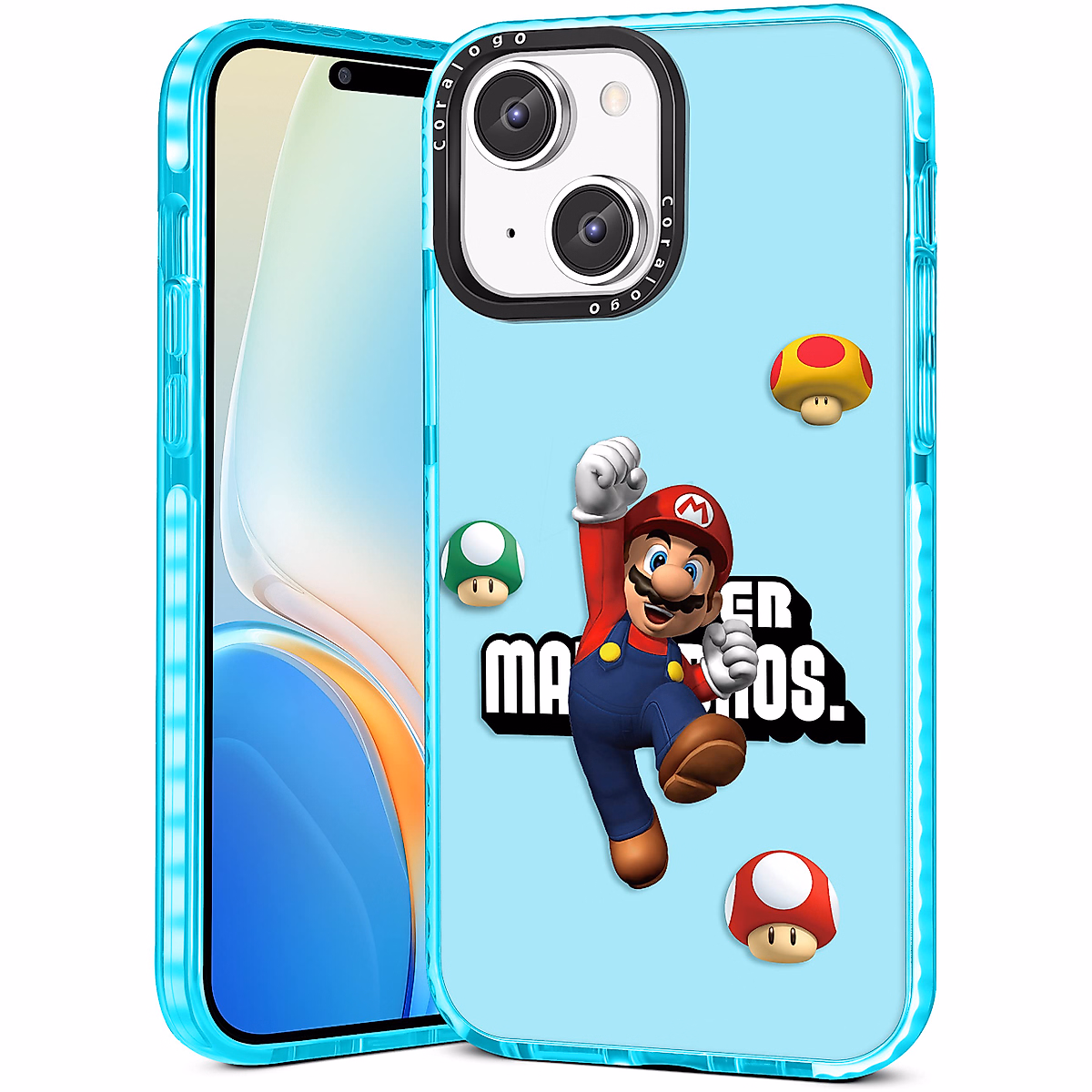 Coralogo for iPhone 13 Mini Case Cute Cartoon Malio Japanese Game Character Funny Cover Red Mushroom Designer Cool Fun Men Teens Boys Bumper Phone Cases Clear Design for iPhone 13 Mini 5.4"