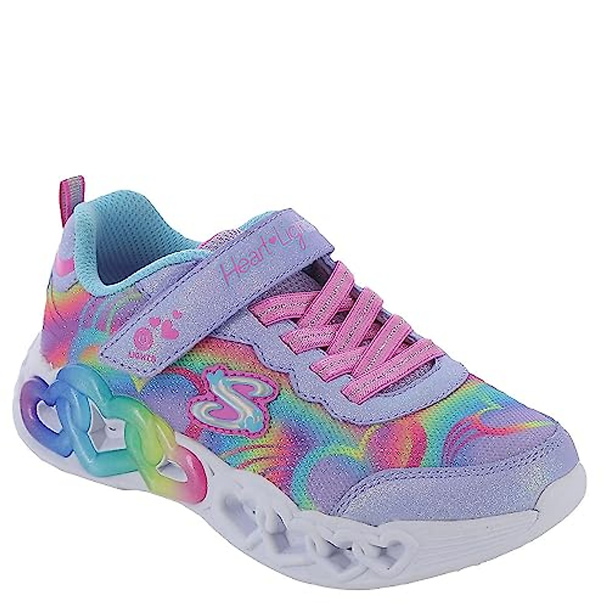 Skechers Kids Girls Infinite Heart Lights Sneaker, Lavender/Multi, 12 Little Kid