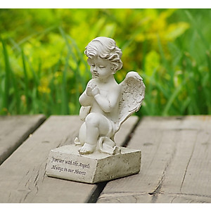 Artisan Flair Praying Angel Figurines,Resin White Cherubs Statues,Home Garden Memorial Angel Sculpture-6.5 Inch