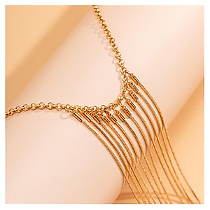 Summer Multi-layer Harness Chest Body Chain Metal Tassel Shoulder Body Chain Bikini Beach Bra Body Chain Bridal Wedding Back Chain Necklace Jewelry for Women