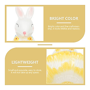 Amosfun Ceramic Food Bowl Easter Bunny Candy Dish Ceramic Easter Basket Easter Ceramic Rabbit Bowl Rabbit Salad Bowl Bunny Shaped Bowl Easter Party Tableware Breakfast Bowl