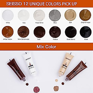 SEISSO Wood Repair Kit Wood Touch up Paint Restore Any Wood Furniture Wood Stain, 12 Colors Cover Surface Scratch for Wooden Floor Table, Filler Furniture Paint Oak, Cabinet, Door, Veneer, Walnut,
