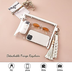 Mkono Clear Bag Stadium Approved, Small Purse for Women with Macrame Wristlet Transparent Concert Crossbody Bag for Sport Events Festival Concert Park