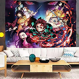 Demon Slayer-Anime-Tapestry-Poster, A Large Mural Scroll Suitable For Living Room, Bedroom And Birthday Parties, As A Gift To Relatives And Friends (60"X80"in, Fuchsia)
