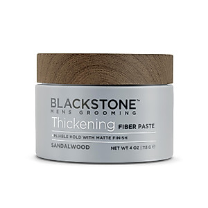 Blackstone Men's Grooming Thickening Fiber Paste Gel for Hair Styling - Adds Volume with Pliable Hold & Matte Finish | Paraben & Cruelty Free | Made in USA, Sandalwood (4 oz)