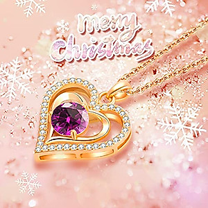 capirosa S925 Forever Love Heart Pendant Necklaces for Women Sterling Silver Rose Gold Diamond Birthstone Jewelry Valentine's Day Gifts for Mom Wife Her Girlfriend