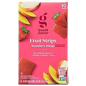 Flavor Fusion Fruit Strips Fruit Leathers Healthy Snack Made with Real Fruit Puree Concentrate Good and Gather 10 Strips (Strawberry Mango)