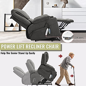 LOUVIXA Recliners Lift Chairs for Elderly, Lazy Boy Recliner Chair with Massager and Heat, Electric Power Lift Chair, USB Port, 2 Side Pockets