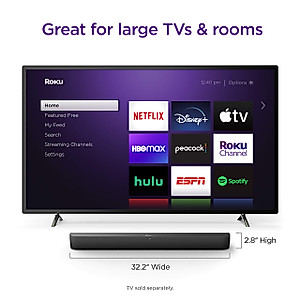 Roku Streambar Pro | 4K/HD/HDR Streaming Media Player & Cinematic Sound, All In One, includes Roku Voice Remote with Headphone Jack for Private Listening, Personal Shortcut Buttons, and TV Controls