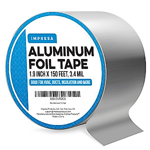 [150 Feet / 50 Yards] 1.9 Inch Wide Aluminum Tape/Aluminum Foil Tape – Professional/Contractor-Grade - Excellent Sealing & Patching Hot and Cold HVAC, Duct, Pipe, Insulation Home and Commercial