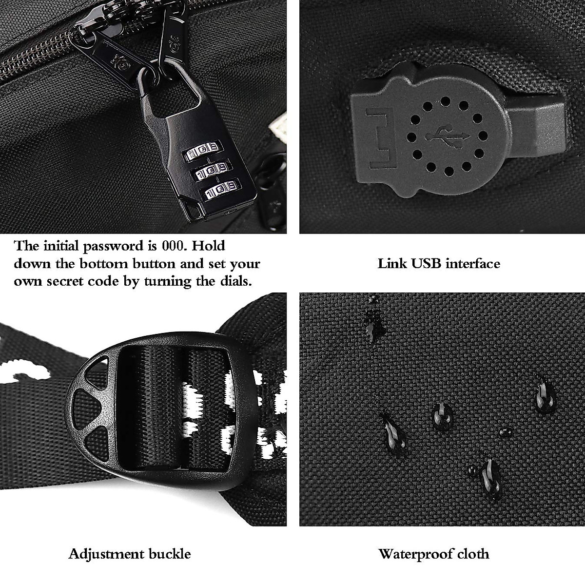 FEWOFJ School Backpack for Boys, Cartoon Luminous Bookbag 15.6inch Laptop Bag with USB Charging Port - Music Black