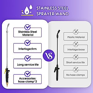 YJDayy 28 Inch Sprayer Wand Replacement Garden Sprayer Wand Adjustable Universal Pump Sprayer Wand with 3/8" Brass Barb Stainless Steel Pressure Washer Wand Shut off Valve with Hose Quick Connector