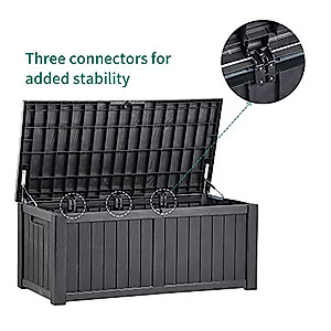 YITAHOME 120 Gallon Outdoor Storage Deck Box, Large Resin Patio Storage for Outdoor Pillows, Garden Tools and Pool Supplies, Waterproof, Lockable, (Dark Grey)