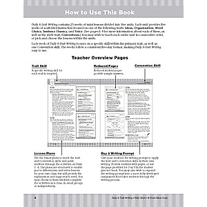 Evan-Moor Daily 6-Trait Writing, Grade 4 Homeschooling & Classroom Resource Workbook, Reproducible Worksheets, Teaching Edition, Lesson Plans, Ideas, Organization, Word Choice, Sentence Fluency, Voice