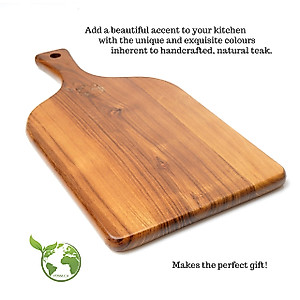 PDSM Teak Cutting Board With Handle | Wooden Chopping & Charcuterie Board | Small Wooden Cutting Boards For Kitchen