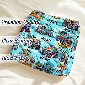 Personalized Car Blanket with Name for Boys, Customized Baby Blanket with Name for Boy, Soft Flannel Car Toddler Gifts for Christmas Birthday Memorial Day for Shower Children Bed 30"x40"