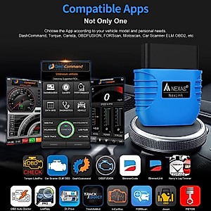 NEXAS NexLink OBD2 Scanner Bluetooth 5.0,Wireless Compatible with Third-Party Apps,Car & Motorcycle Universal Code Reader,Check Engine Fault OBDII Adapter Scan Tool for iOS, Android & Windows