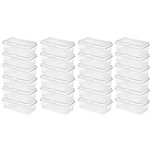 Sterilite Clear FlipTop Plastic Stacking Storage Container Tote with Latching Lid for Home Organization in Closets, Playroom, or Craft Rooms, 24 Pack