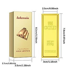 BEUKING Gold Lipstick Velvet Nude Red Pink Lip Tint Non-Smudge High Pigment Not Fade Smooth Long-Lasting Wear Non-Stick Cup Waterproof Matte Lady Lip Gloss for Girl Women Lady Daily Lip Makeup (#7)