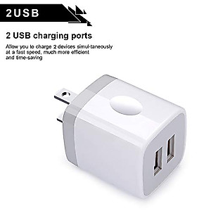 USB Wall Charger, Cube Charger 2 Port Charging Box 4Pack 2.1A/5V Home Travel Charger Plug USB Power Adapter Charging Station Base for iPhone 14 13 12 11 Pro Max XR XS X 8 7 6 Plus, iPad, iPod,Samsung