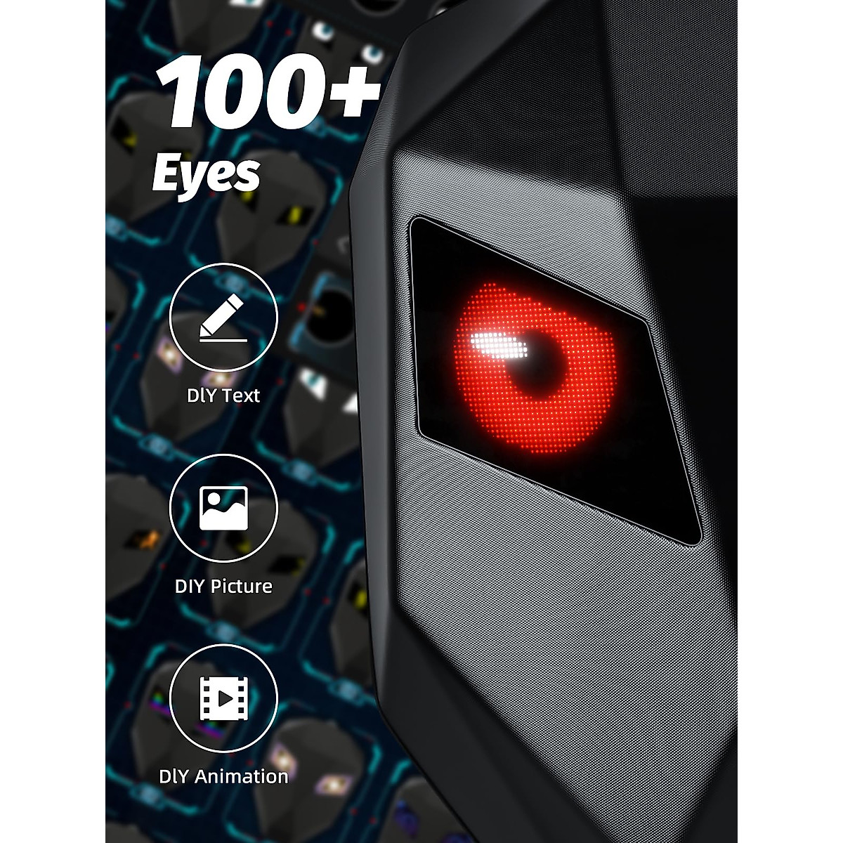 Gelrova Knight LED Motorcycle Backpack, Hard Case Riding Backpack DIY Motorbike Luggage Laptop Bag Waterproof, Large Size 19inch